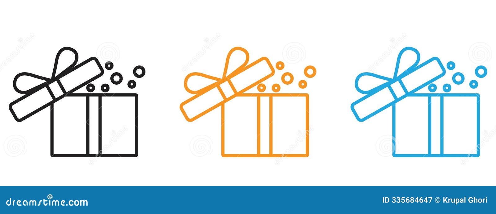 Open Gift Box Icon Thin Line Illustration Set Stock Vector ...