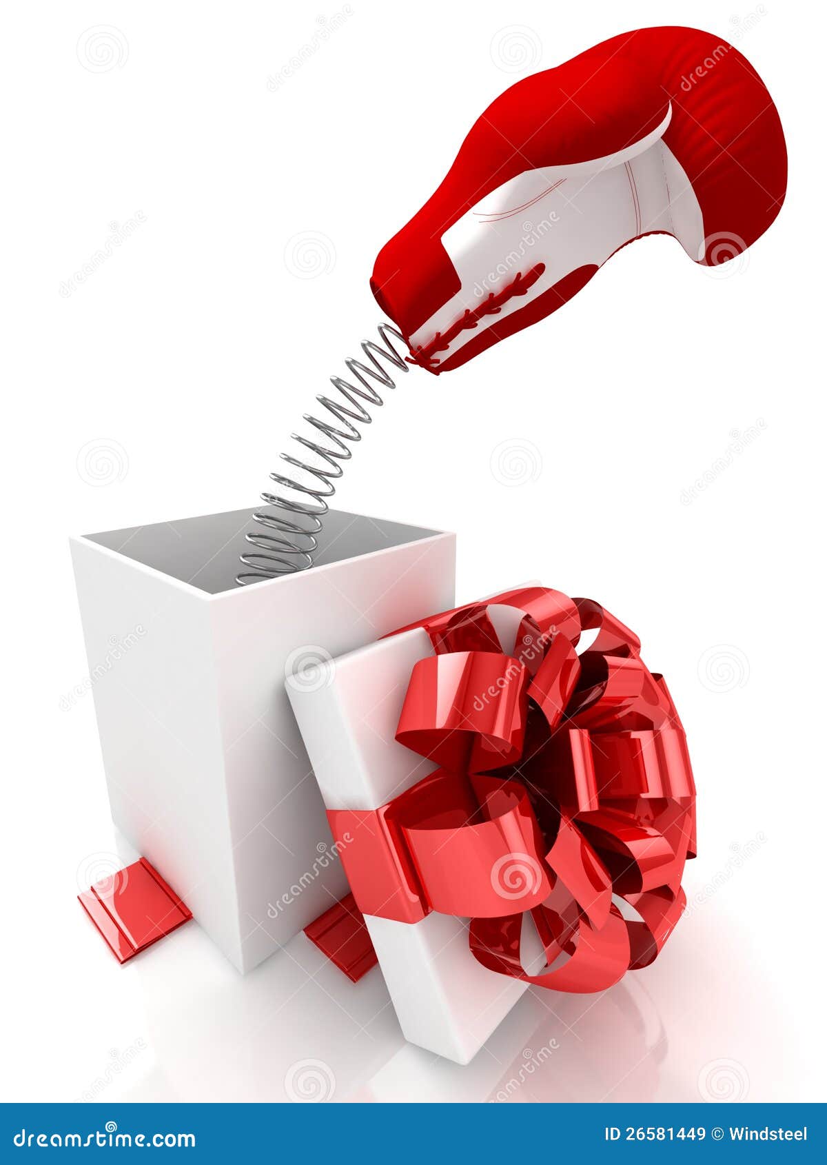 Open Gift Box With Joke Surprise Over White Royalty-Free Illustration ...