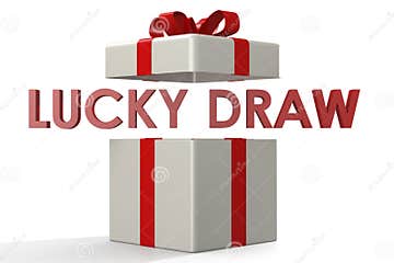 Open Gift Box with Lucky Draw Word Stock Illustration - Illustration of ...