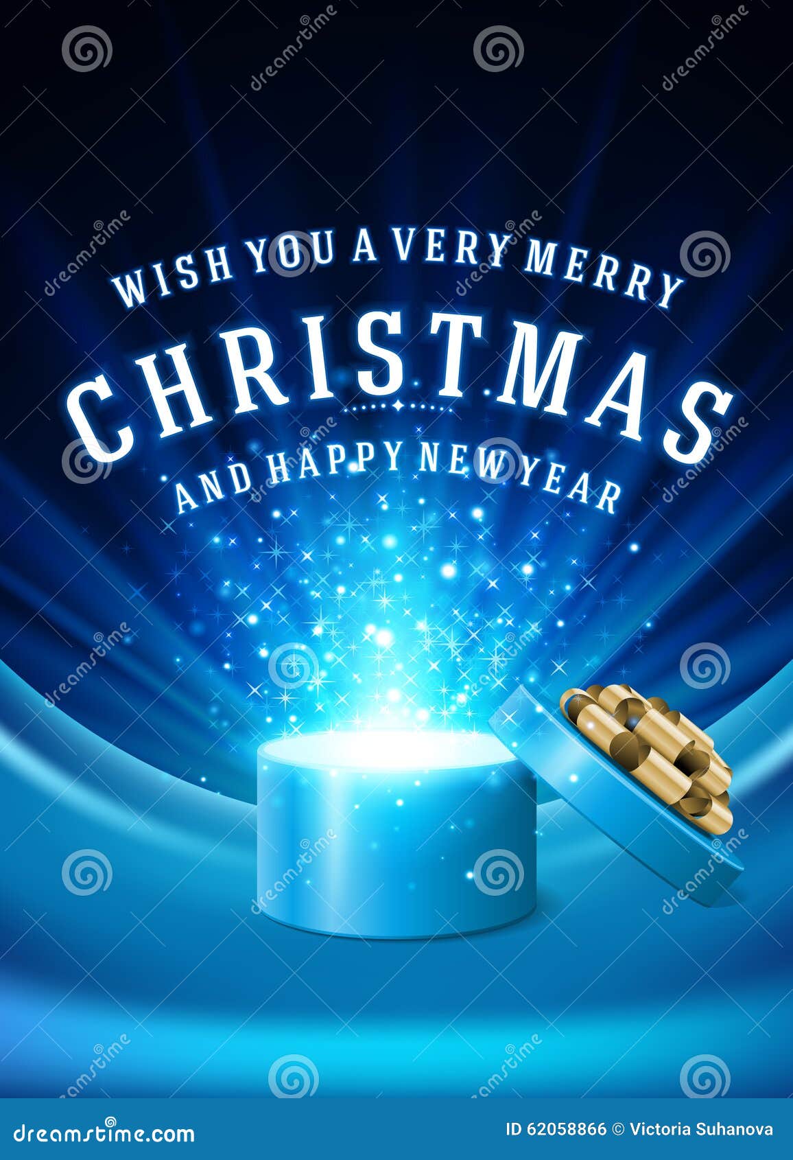 Open Gift Box Magic Light Fireworks and Christmas Stock Vector ...