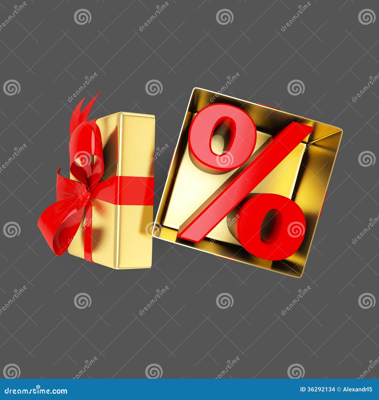 Open Gift Box with Percent Sign Inside Stock Illustration ...