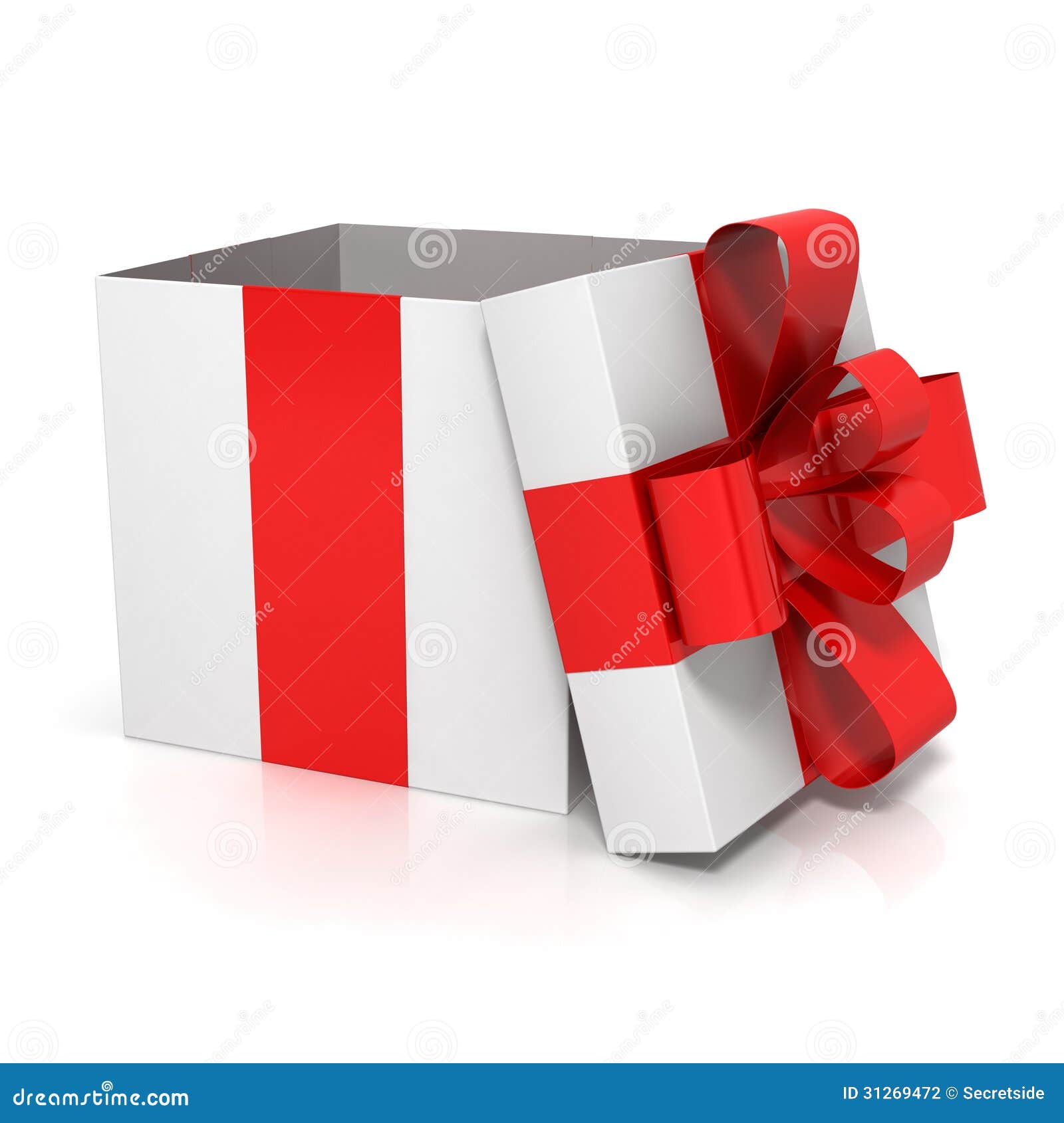 Open gift box with red bow stock illustration. Illustration of ...