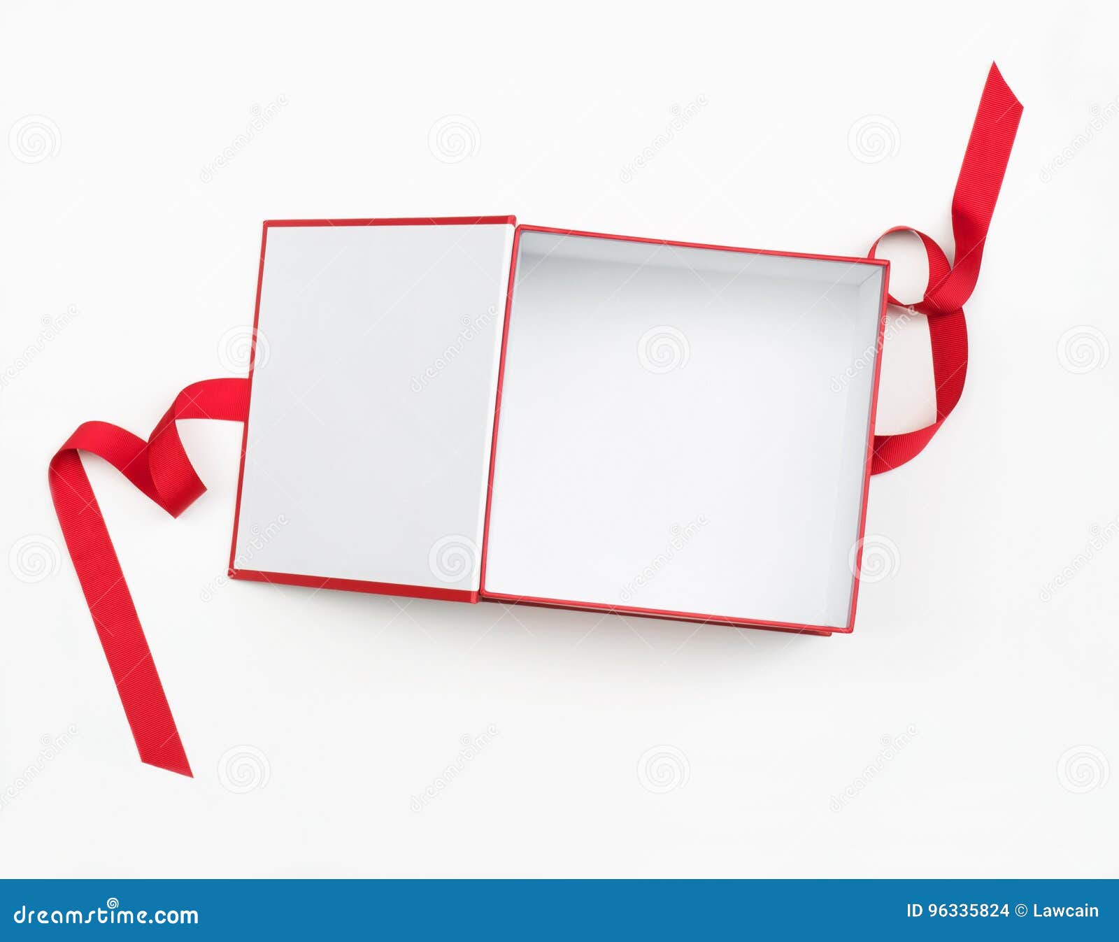 Open Gift Box with Red Grosgrain Ribbon Stock Photo - Image of present ...