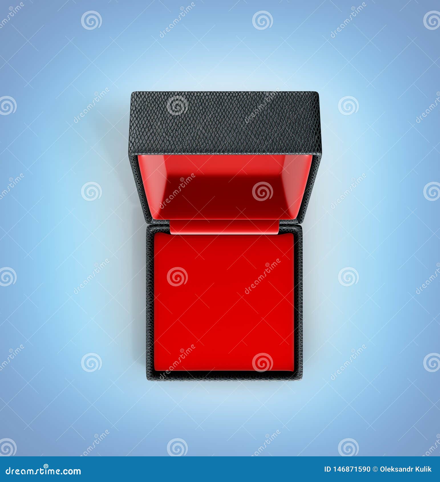 Open Gift Box with Red Material Inside Side View on Blue Gradient ...