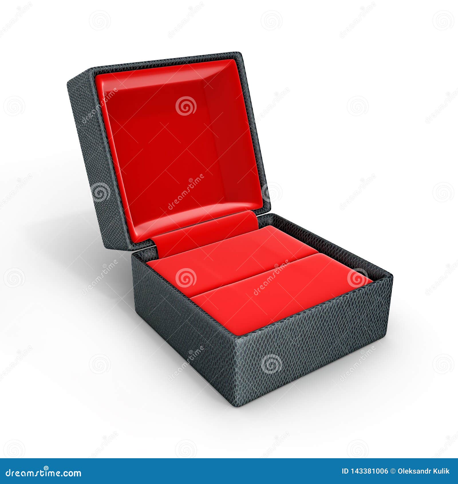 Open Gift Box with Red Material Inside Side View on White Background 3d ...
