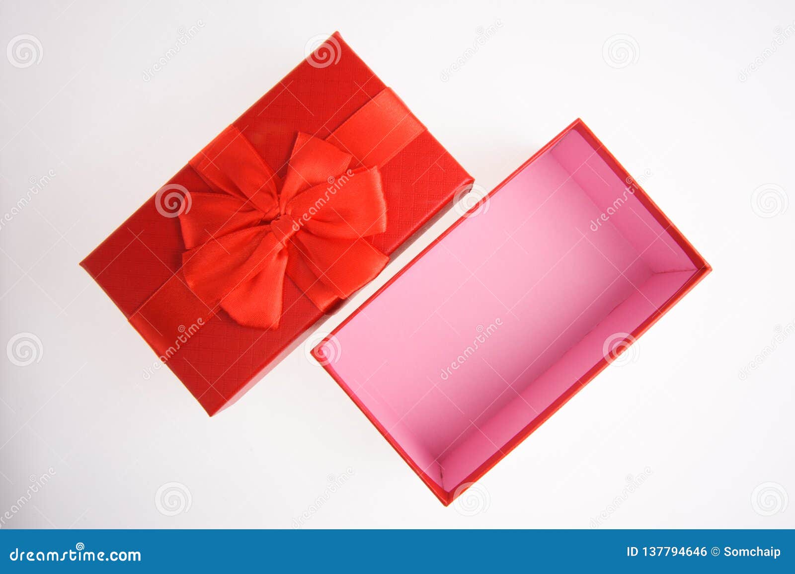 Open Gift Box with Red Ribbon Stock Photo - Image of package, birthday ...