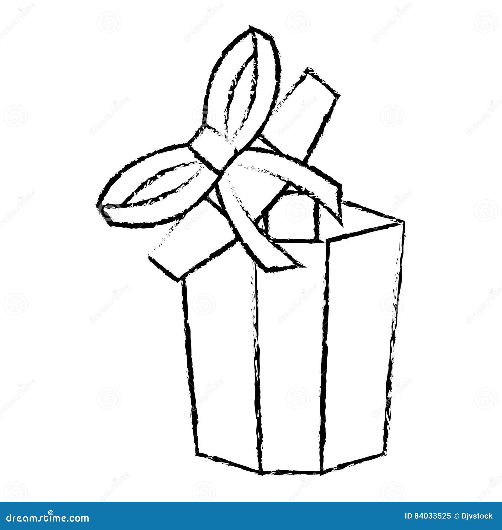 Open Gift Box Ribbon Festive Sketch Stock Illustration - Illustration ...