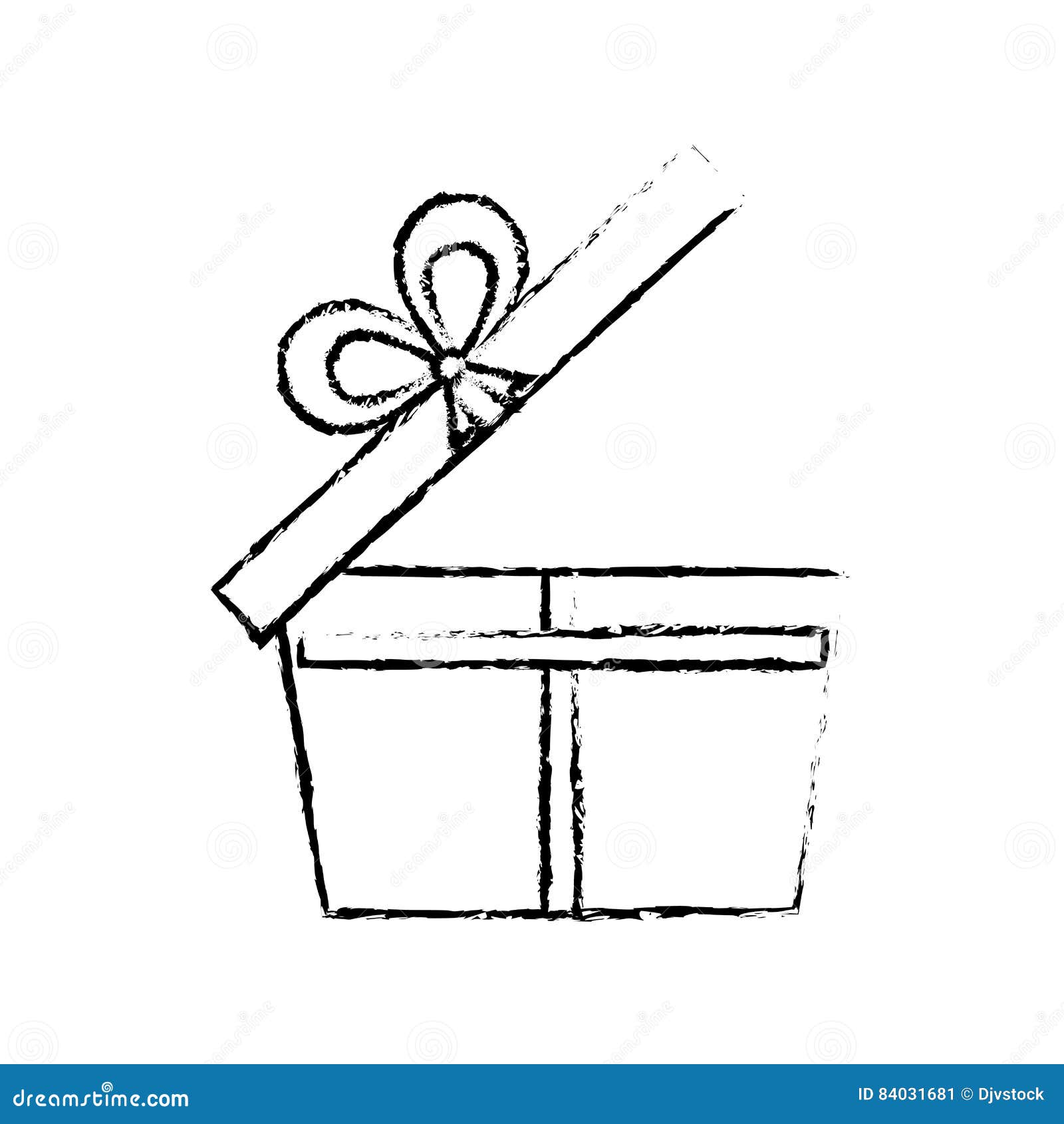 Open Gift Box Ribbon Wrapped Sketch Stock Illustration - Illustration ...