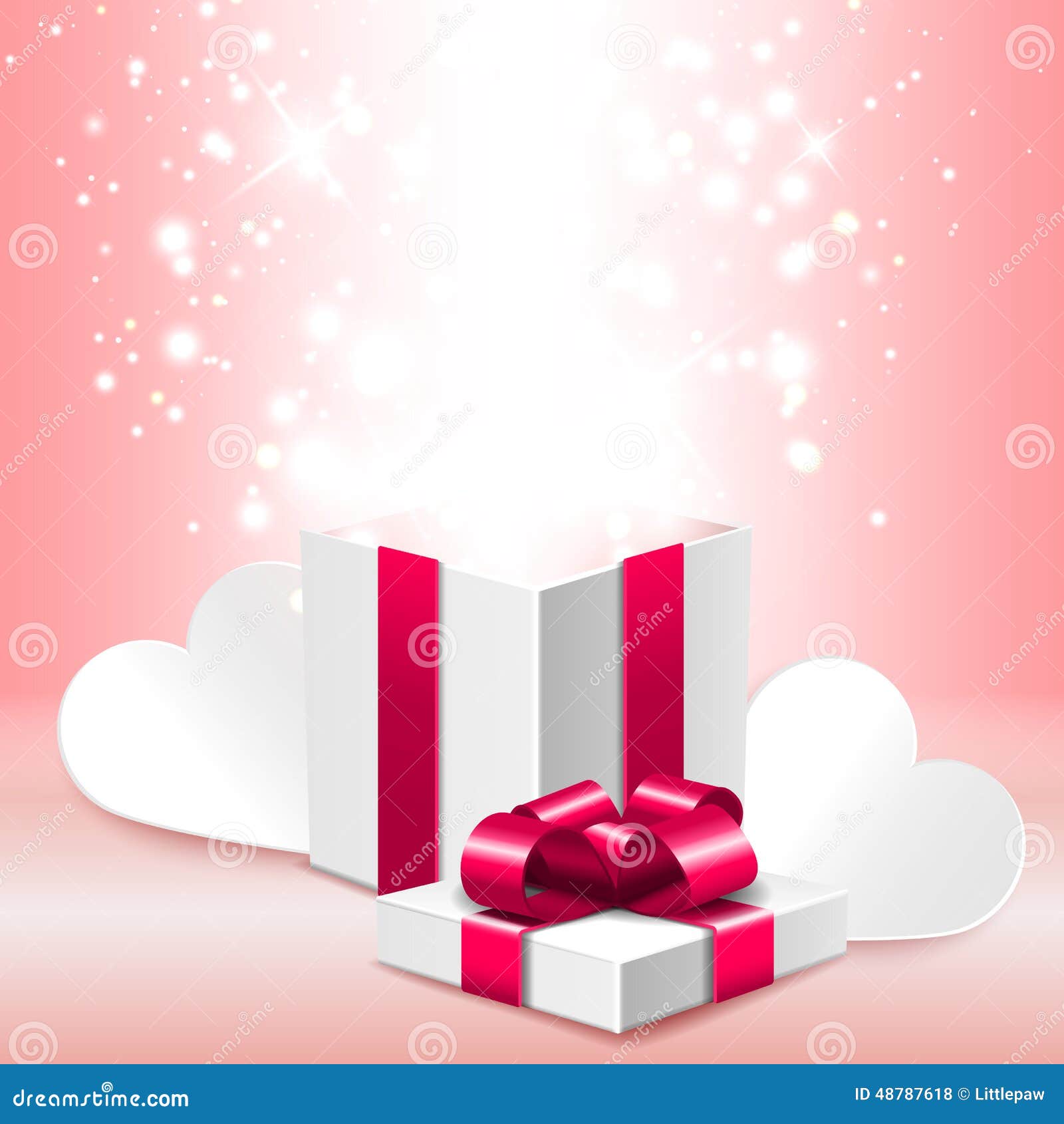 Open Gift Box with Shine, Romantic Valentine S Day Illustration Stock ...