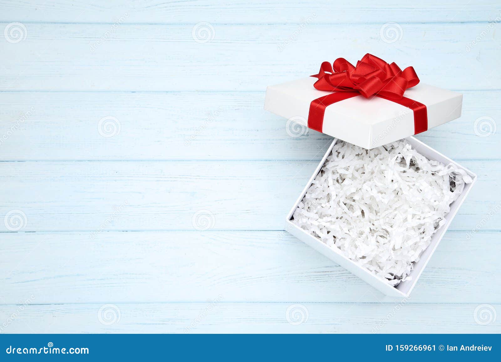 Open Gift Box with Shredded Paper Stock Image - Image of sheet, luxury ...
