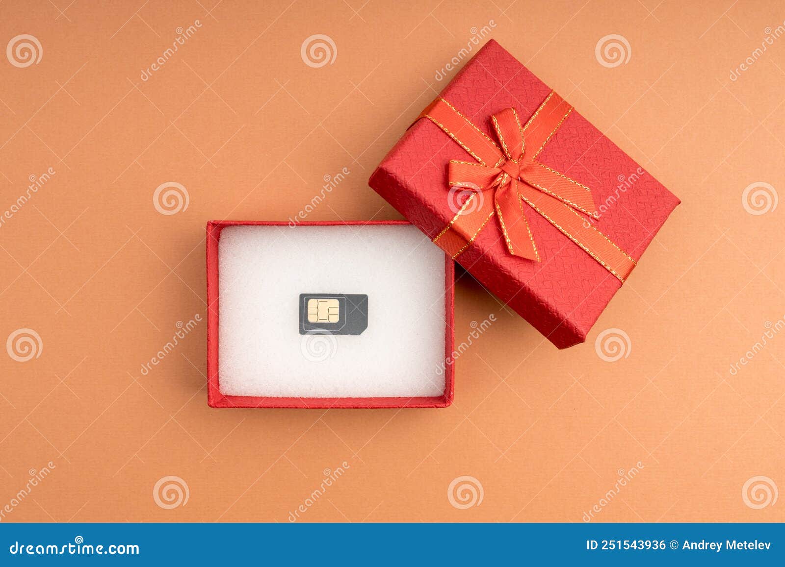Open Gift Box with Sim Card Inside. Gave a Sim Card Stock Photo - Image ...