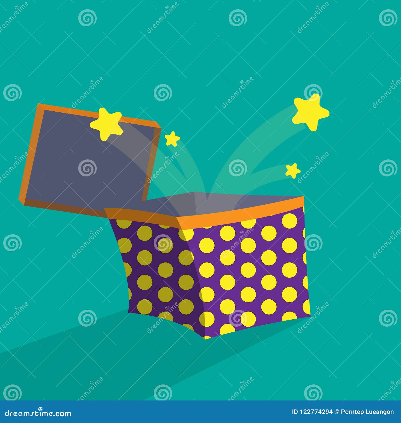 Open Gift Box with Stars Effect Vector Illustration Stock Vector ...