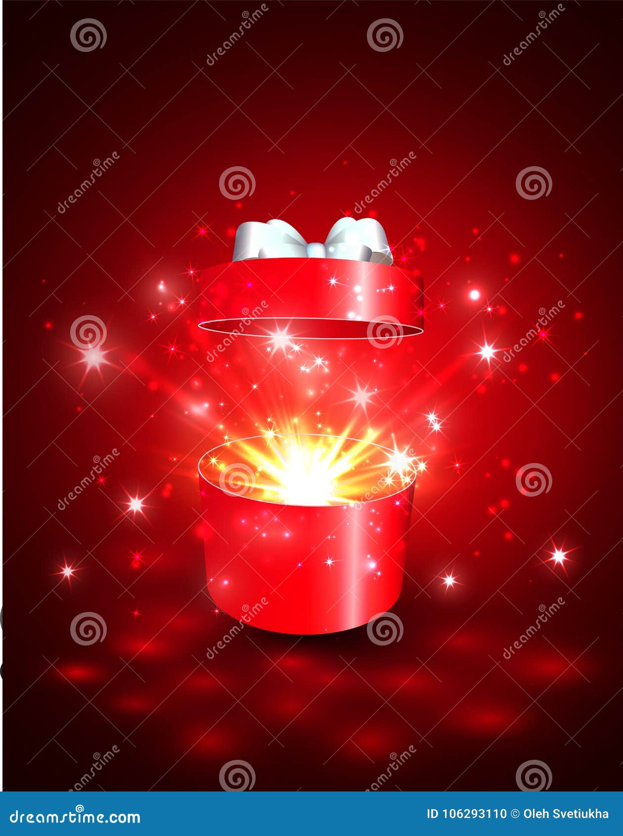 Open Gift Box with Surprise and Magic Light Fireworks Stock Vector ...