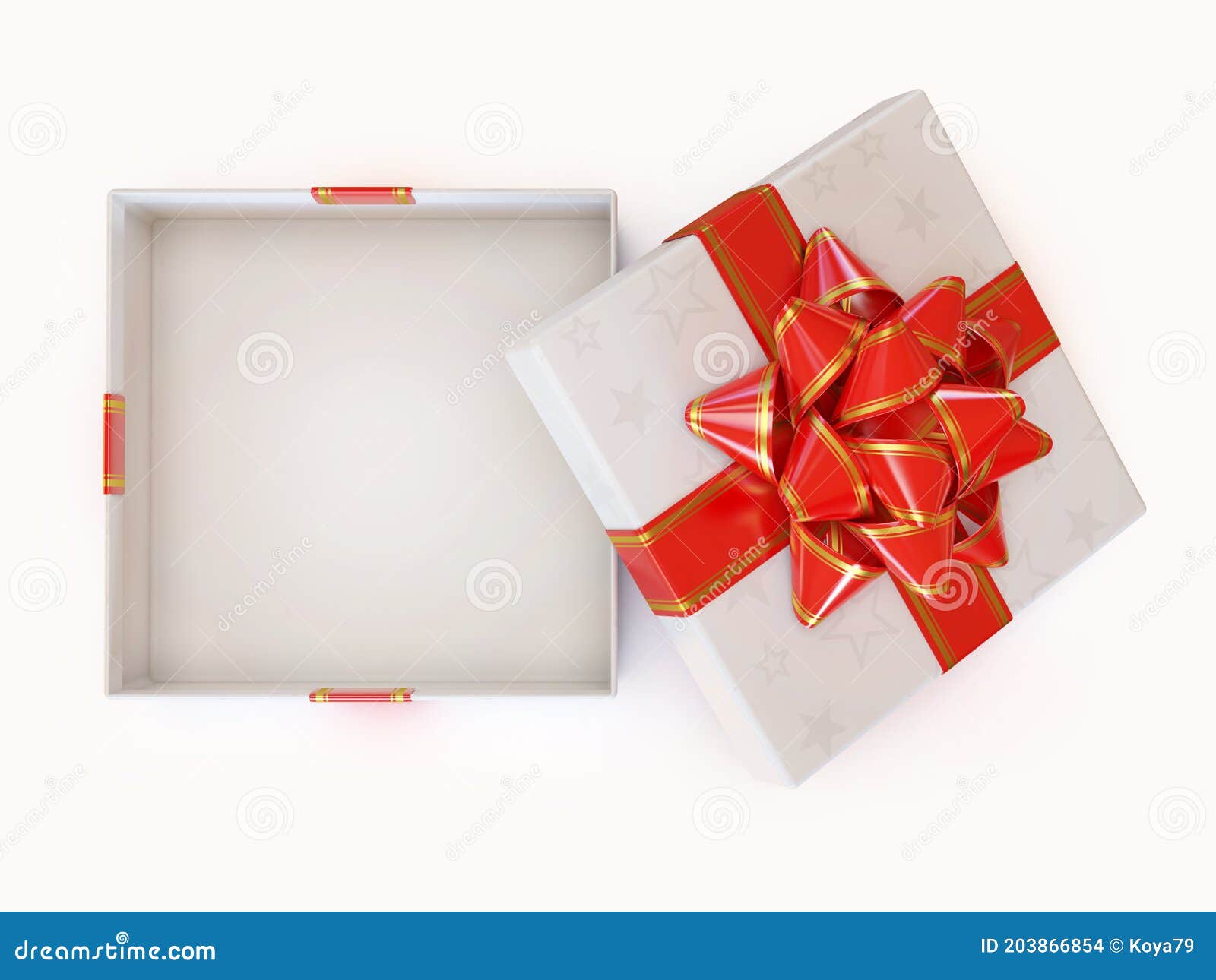 Open Gift Box on White Background 3d Rendering Stock Illustration ...