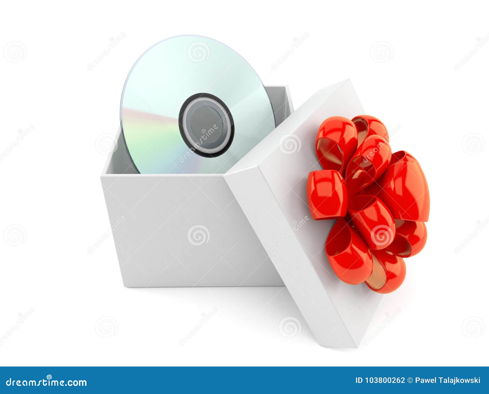 Open gift with cd disc stock illustration. Illustration of surprise ...