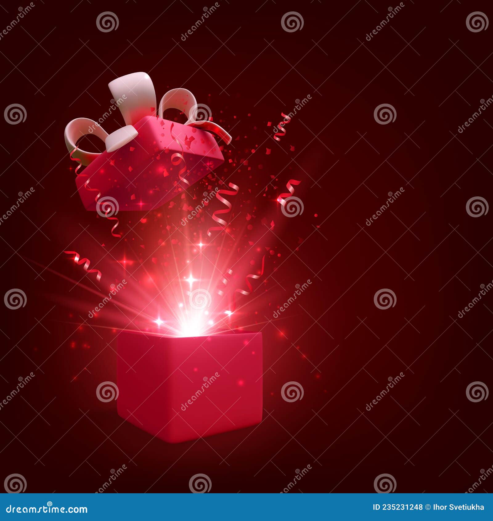 Open Gift with Fireworks and Glitter. Present Box Decoration Design ...