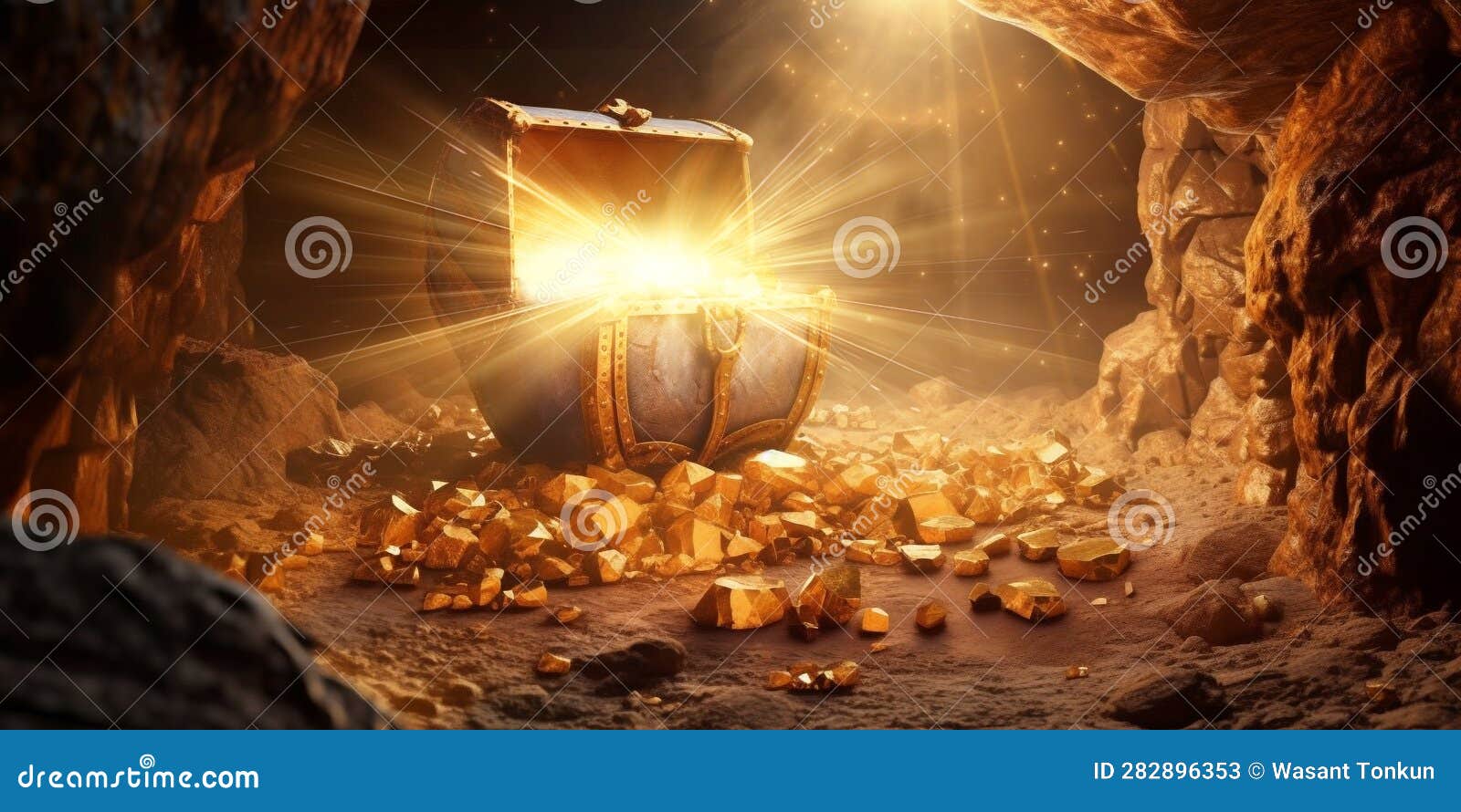 Open the Glowing Ancient Treasure Chest,Ai Generate Stock Illustration ...