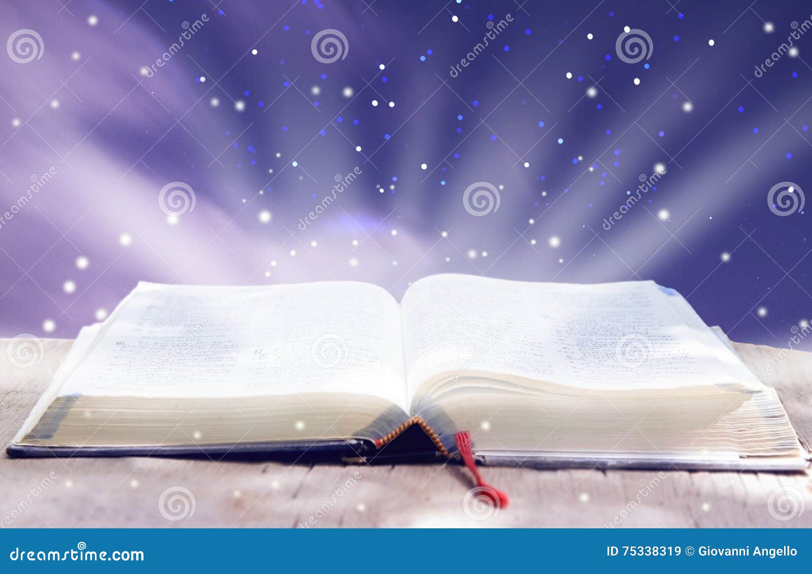 Open glowing Bible stock image. Image of holy, banner - 75338319