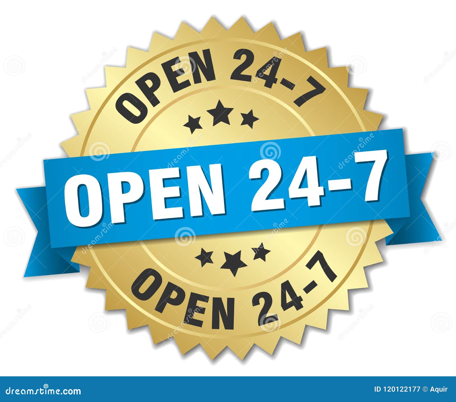 Open 24 7 stock vector. Illustration of seal, metal - 120122177