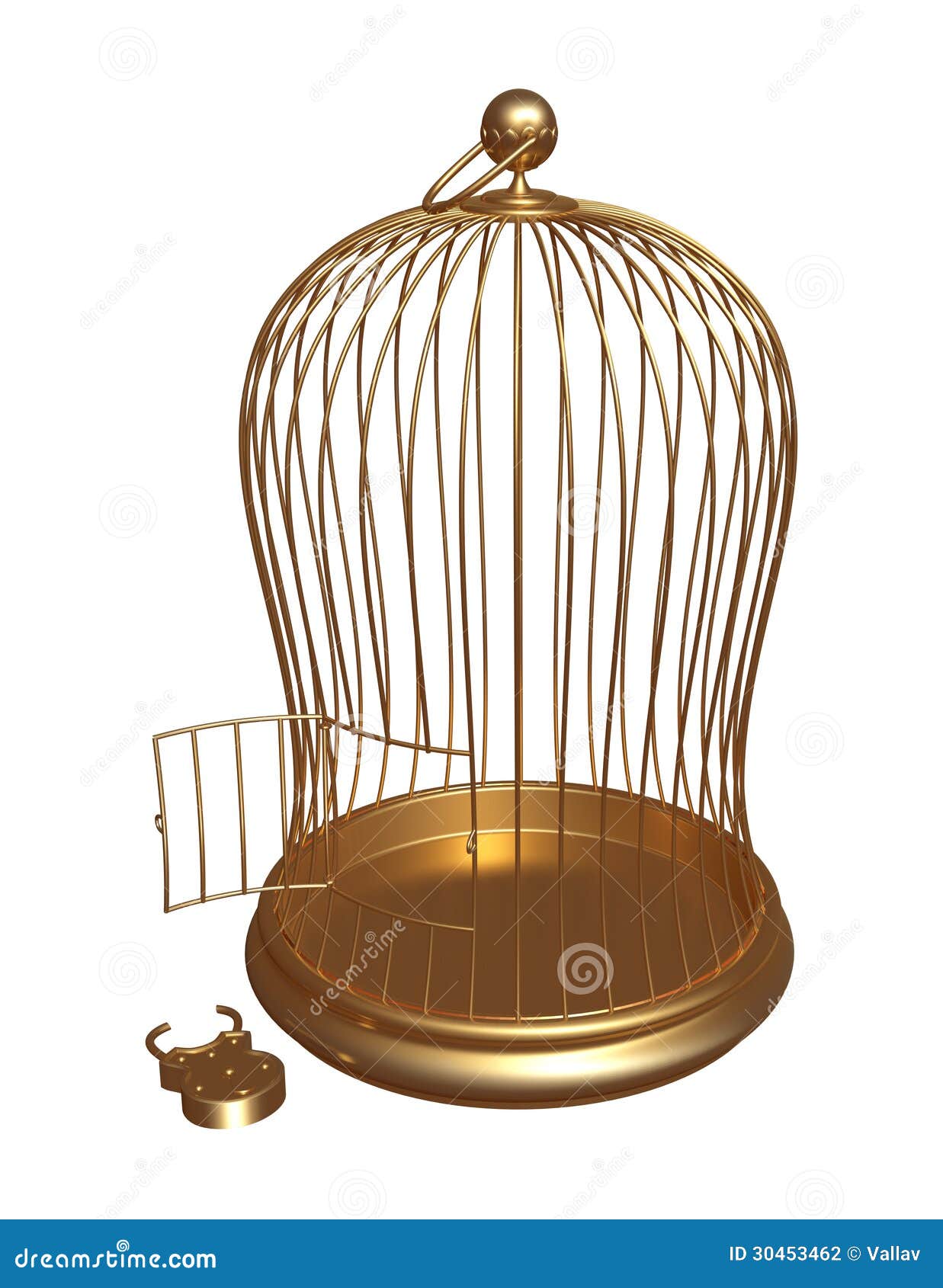 Open Gold Cage with the Forced Lock Stock Illustration - Illustration ...