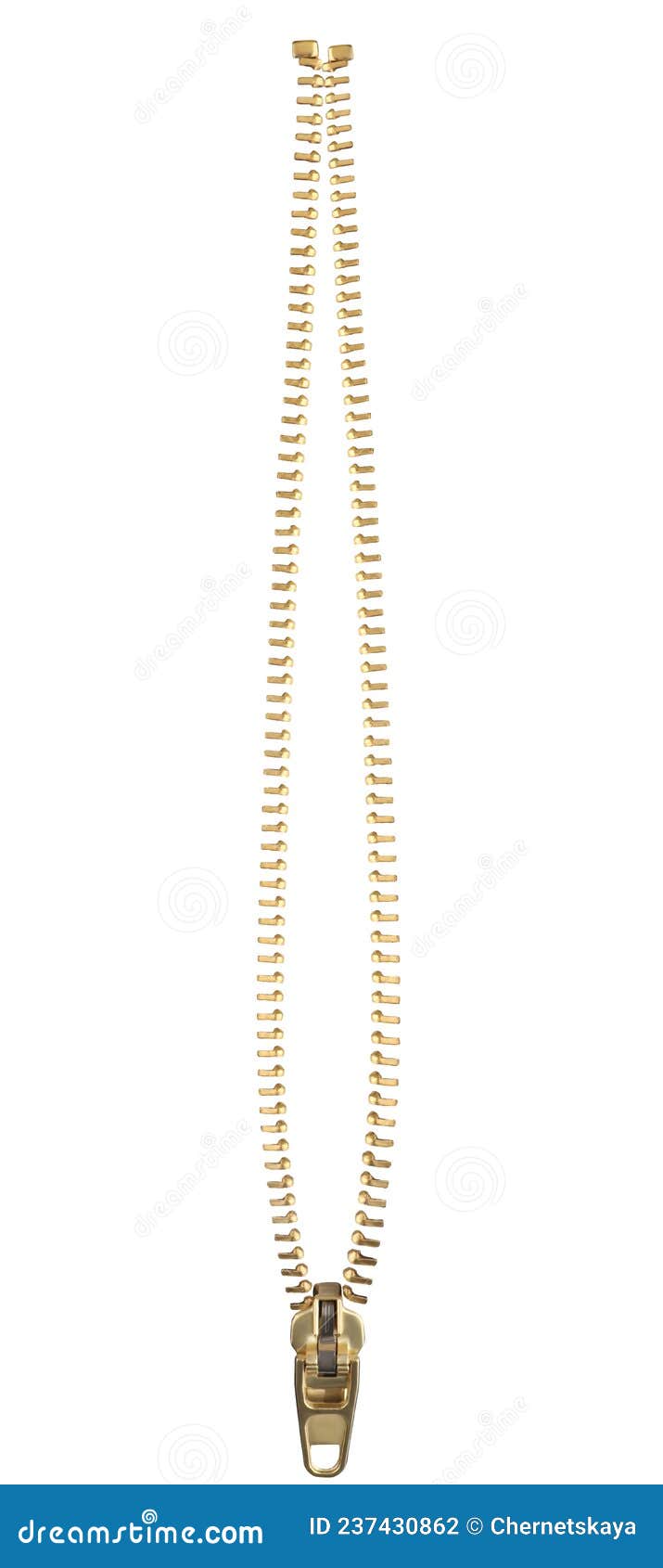 Open Golden Metal Zipper Isolated on White Stock Photo - Image of ...