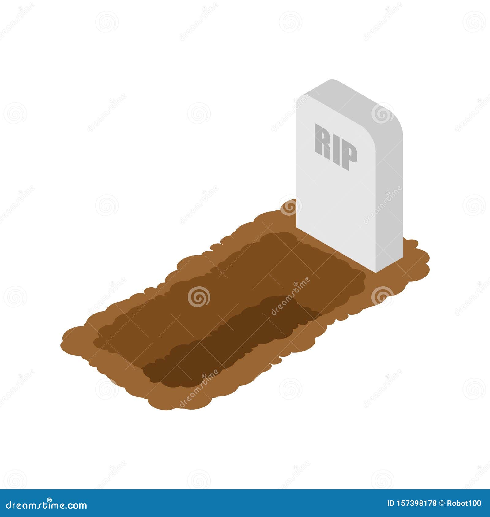 Open Grave Isolated. Stone Tombstone Stands Stock Vector - Illustration ...