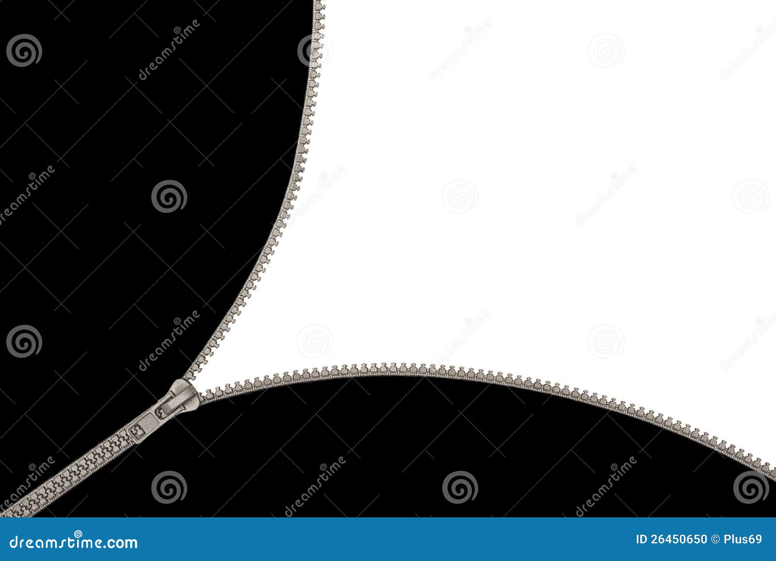 Open Gray Zip in Black White Background Stock Illustration ...