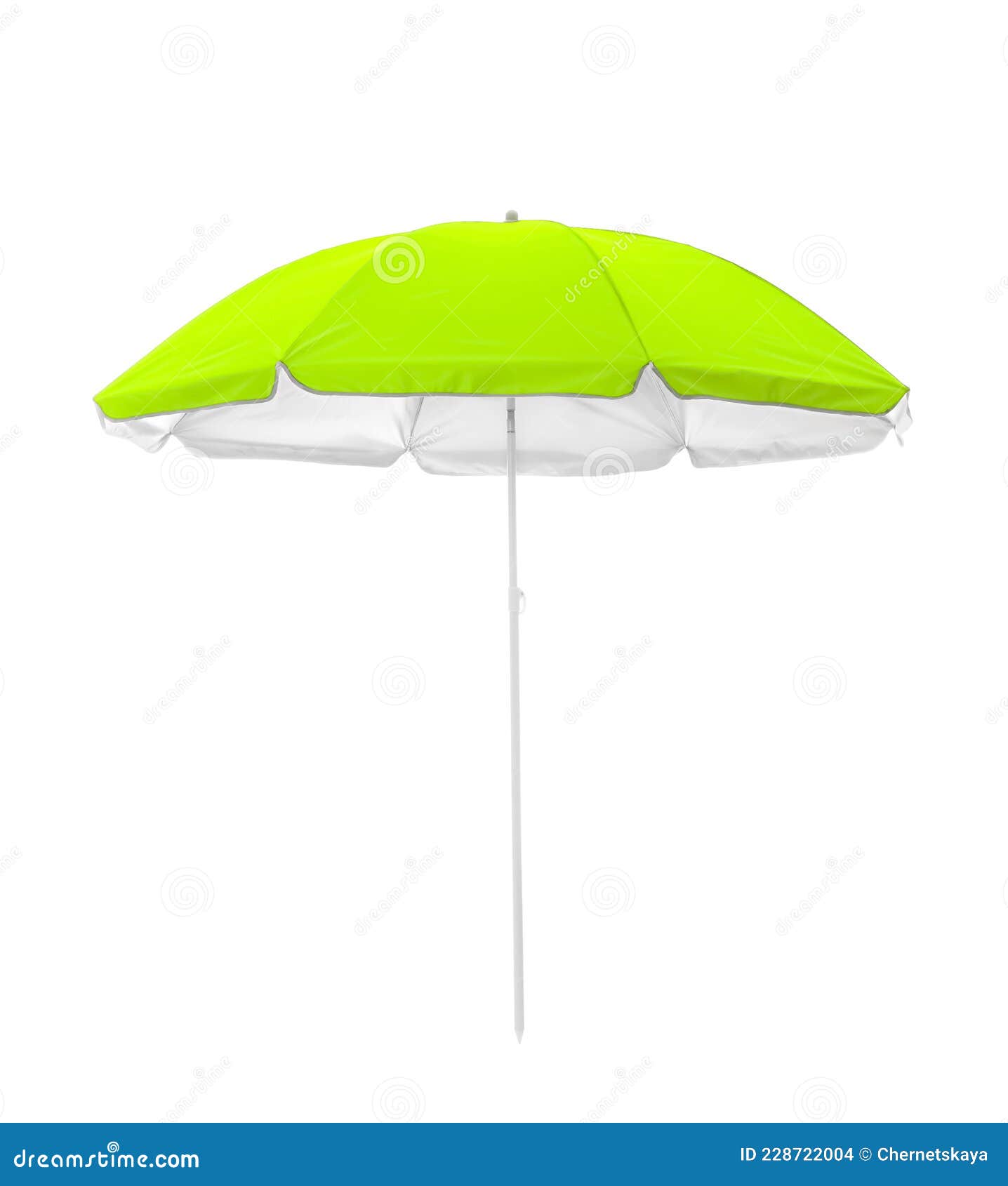 Open Green Beach Umbrella Isolated on White Stock Photo - Image of ...