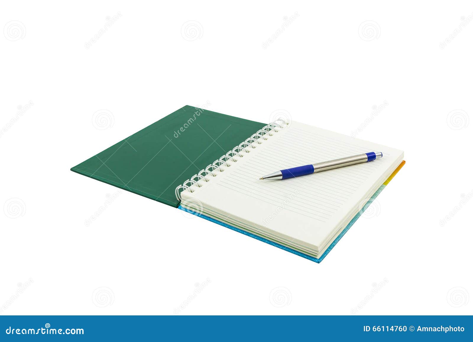 Open green book with pen. stock photo. Image of empty - 66114760
