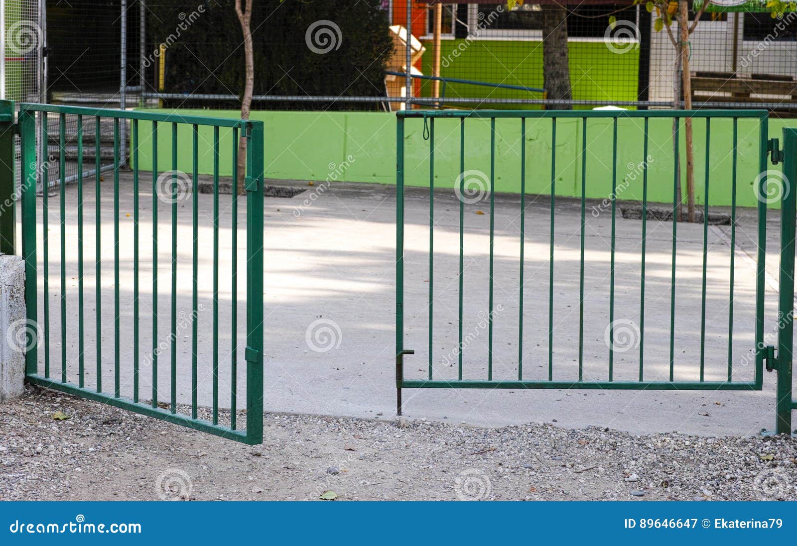 Open green gate stock image. Image of outside, open, area - 89646647