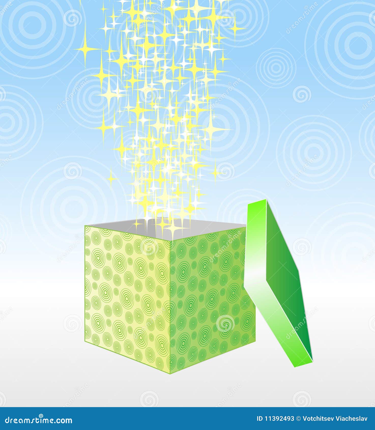 Open green gift box stock vector. Illustration of background - 11392493