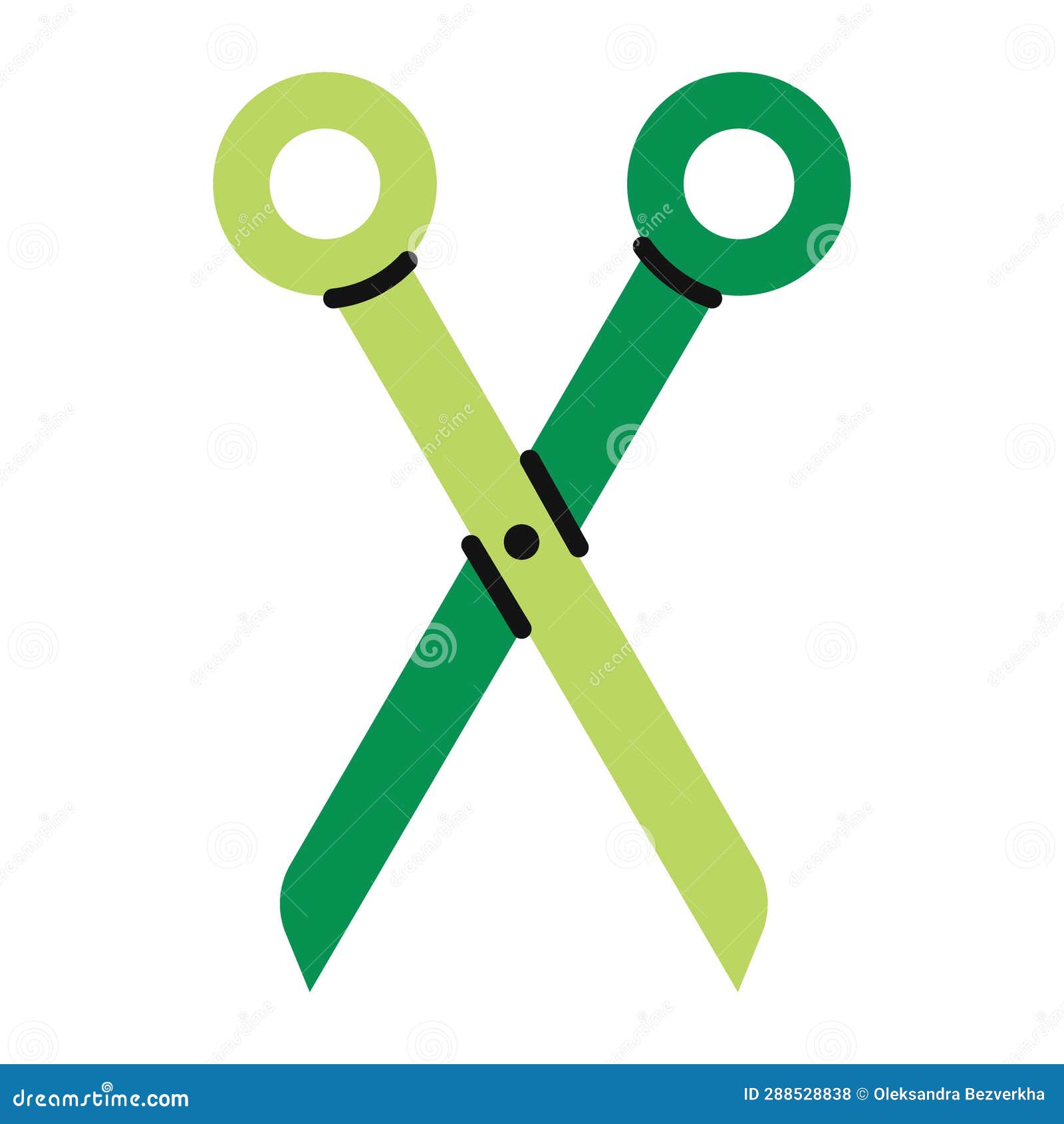 Open Green Scissor Icon.Flat Vector Illustration. Stock Illustration ...