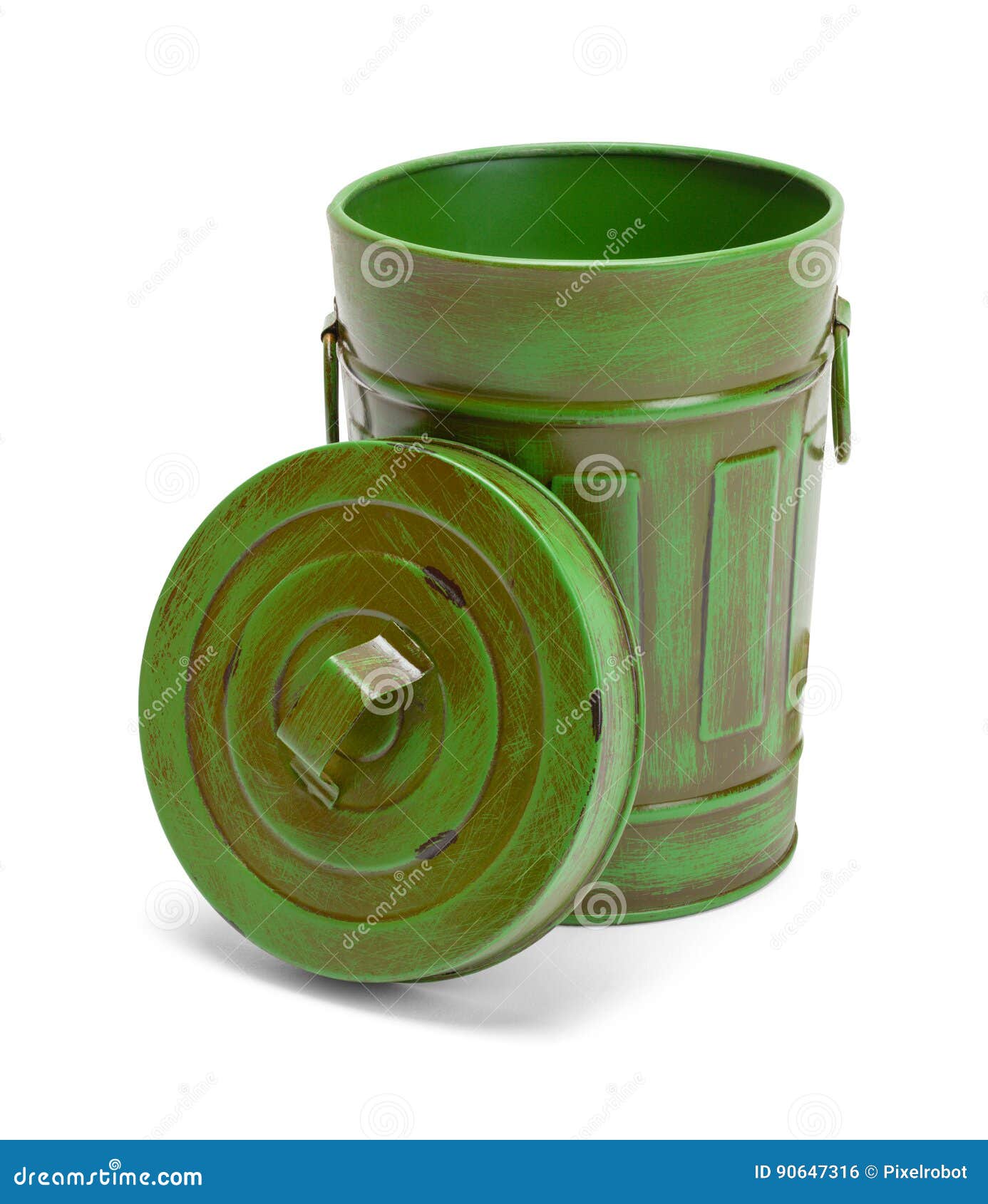 Open Green Trash Can stock photo. Image of metal, pollution - 90647316