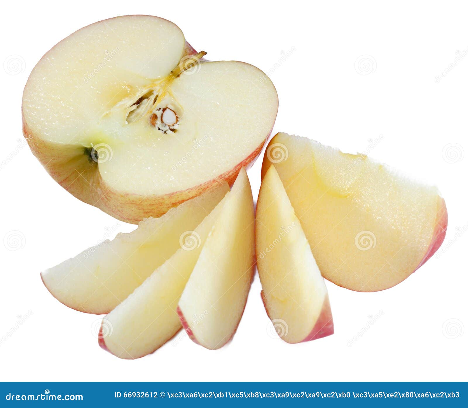 Open Half an Apple and Five Slice Isolated on White Stock Photo - Image ...