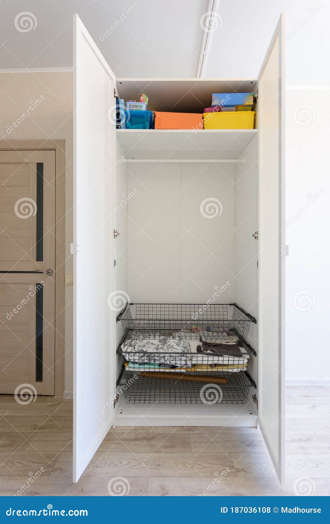 Open Half-empty Wardrobe for Storing Things in the Interior of the Room ...