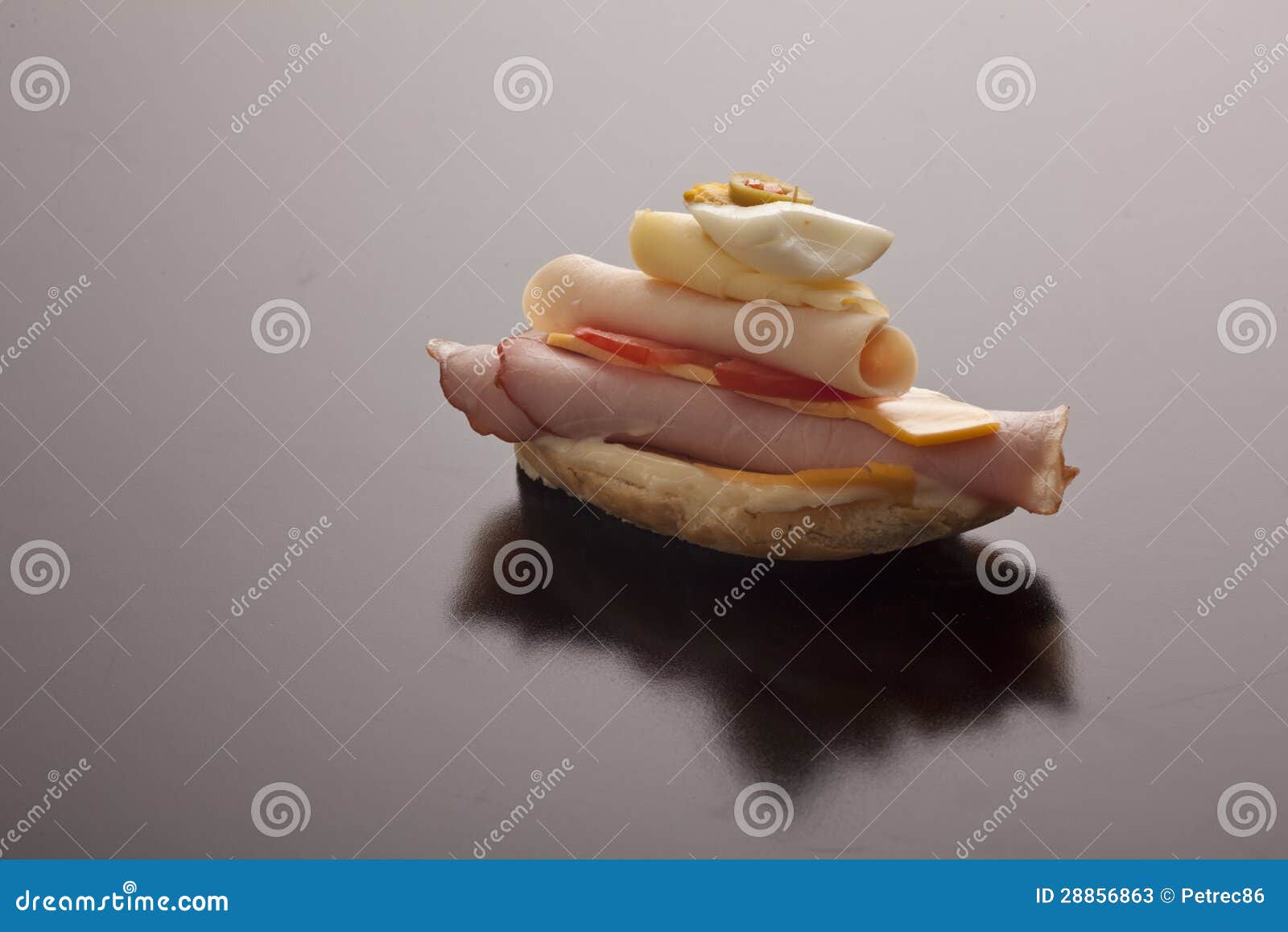 Open Ham and Cheese Sandwich Stock Image - Image of salami, feta: 28856863