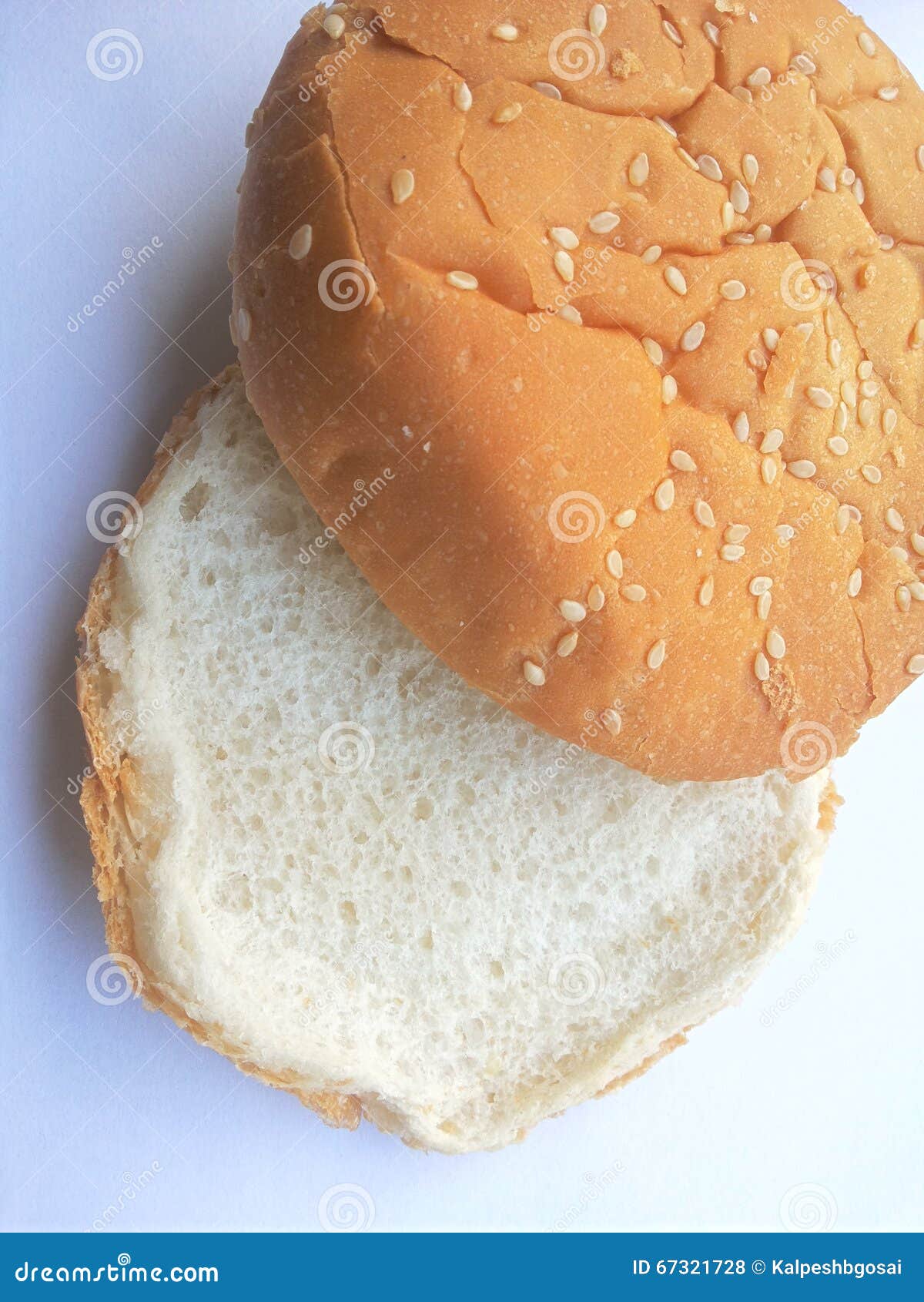 Open Hamburger Bun on White Background Stock Photo - Image of ...