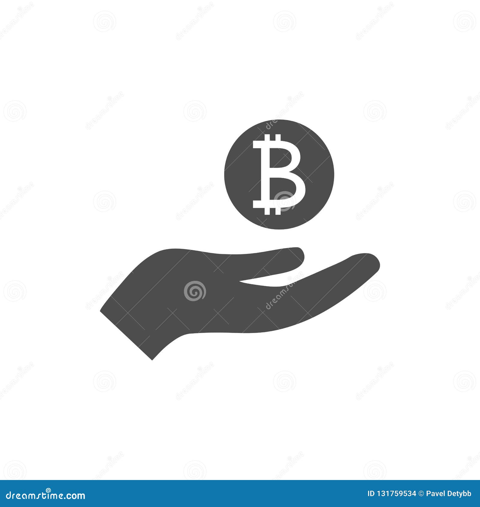 Open Hand and Bitcoin Icon. Vector Illustration. Flat Design Stock ...