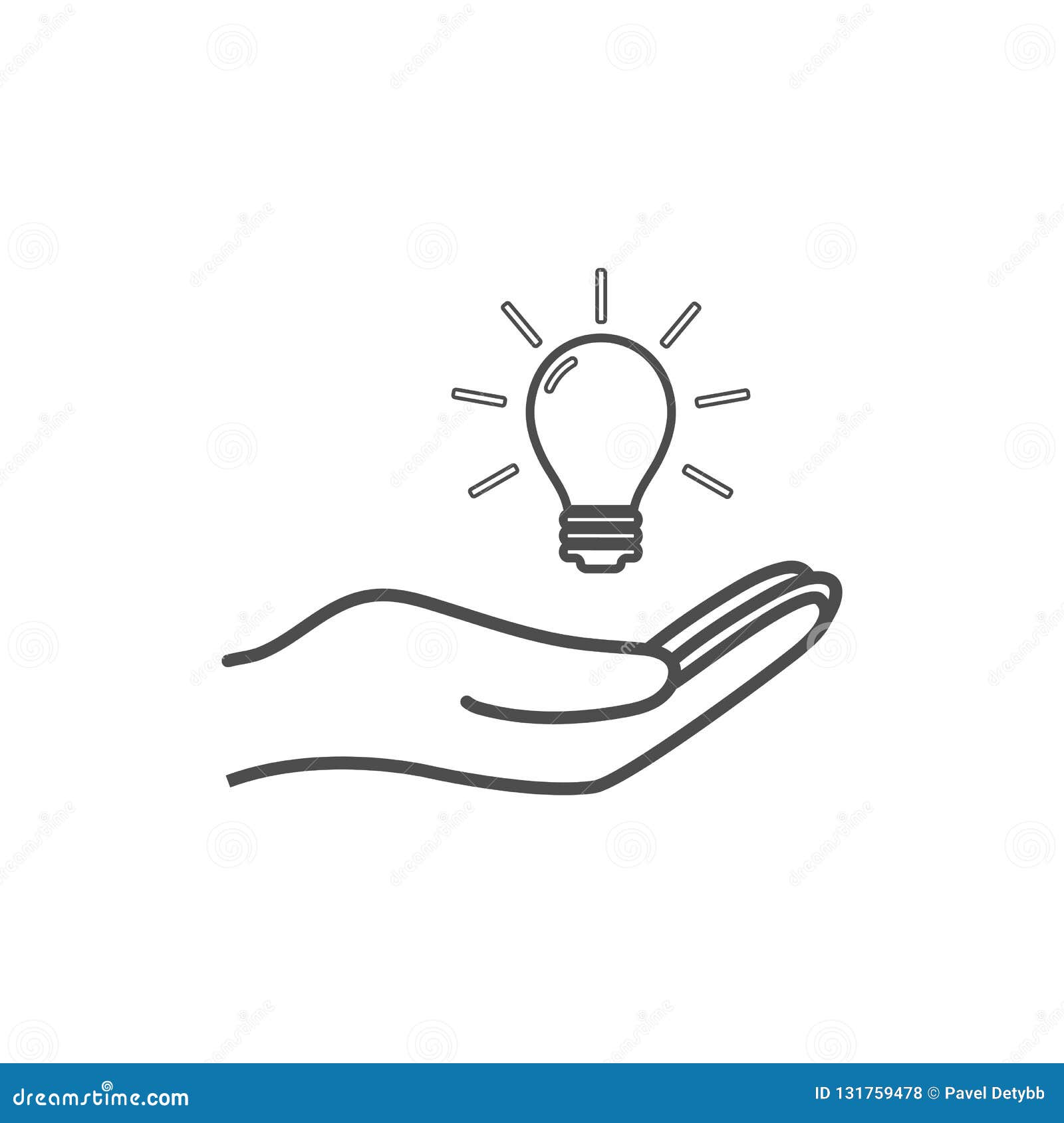 Open Hand with Bulb Icon. Vector Illustration. Flat Design Stock ...