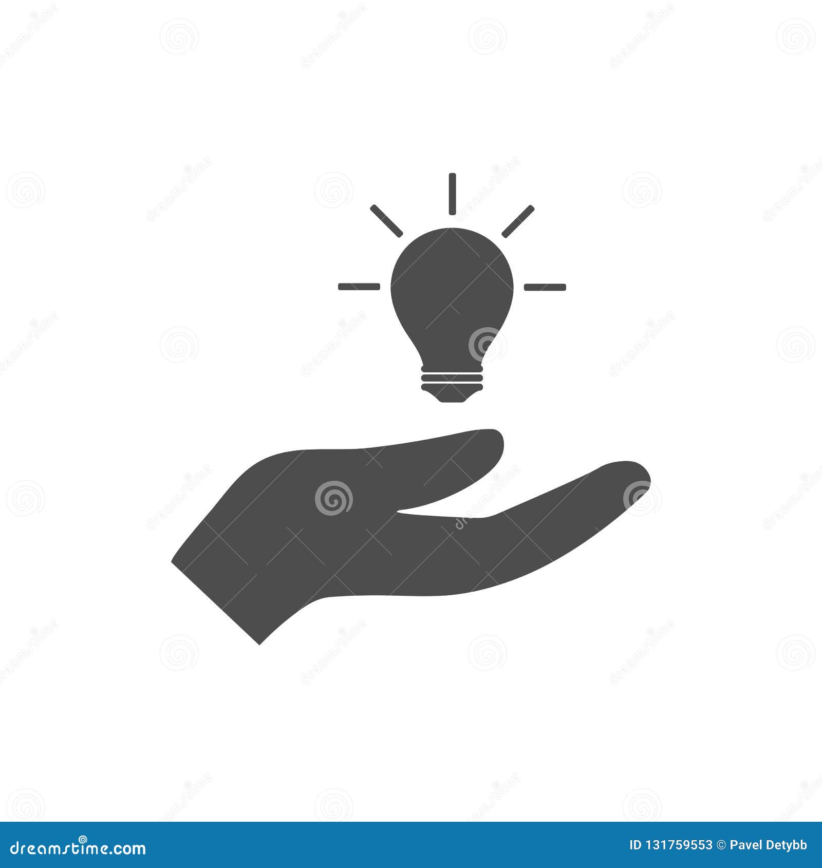 Open Hand with Bulb Icon. Vector Illustration. Flat Design Stock ...