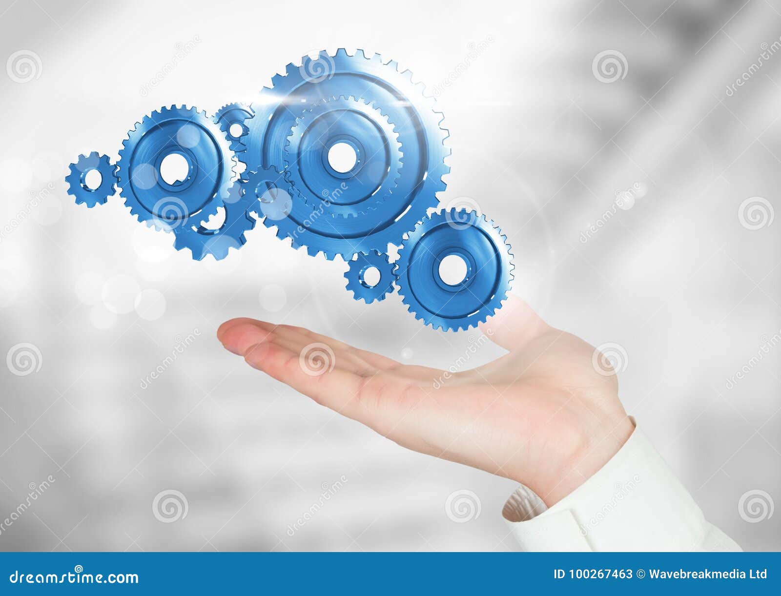 Open hand with cog gears stock image. Image of presentation - 100267463