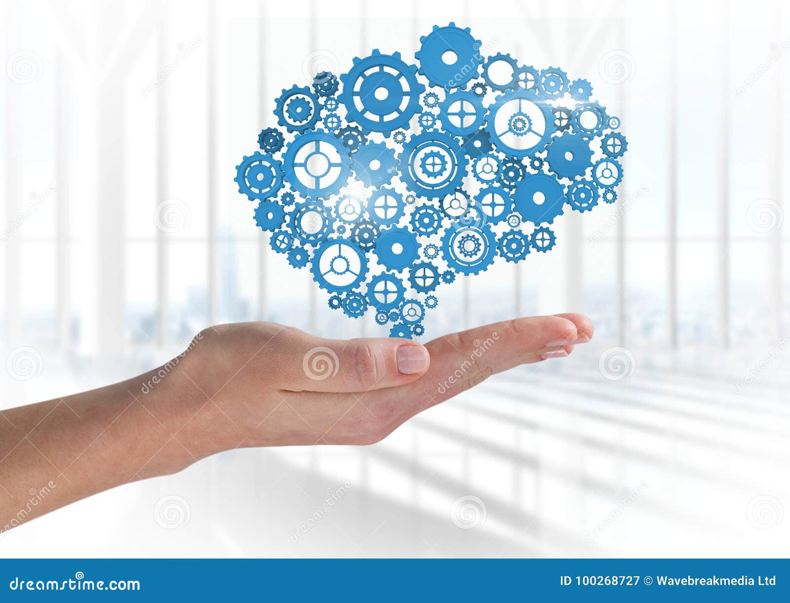 Open hand with cog gears stock image. Image of built - 100268727