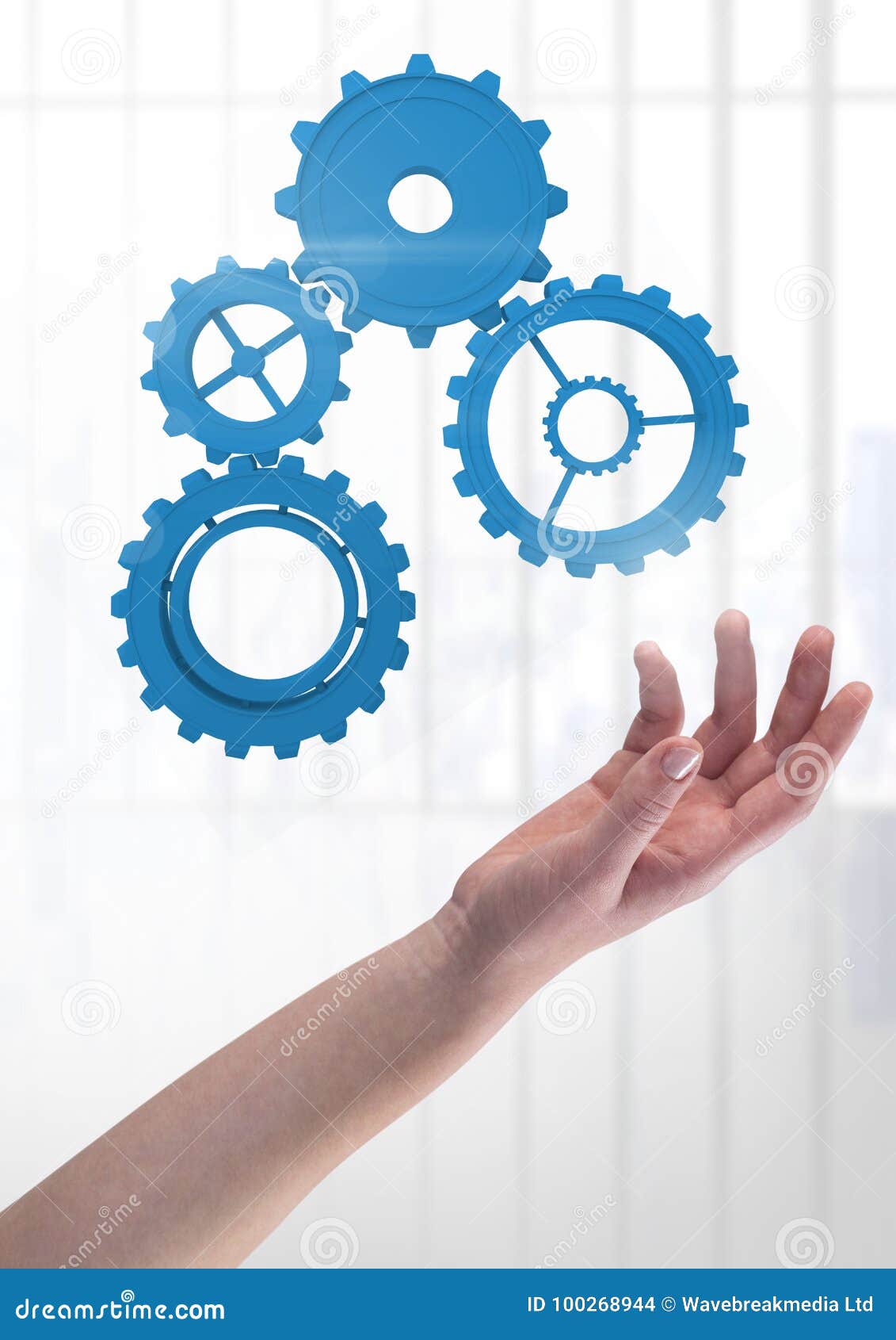 Open hand with cog gears stock photo. Image of architecture - 100268944