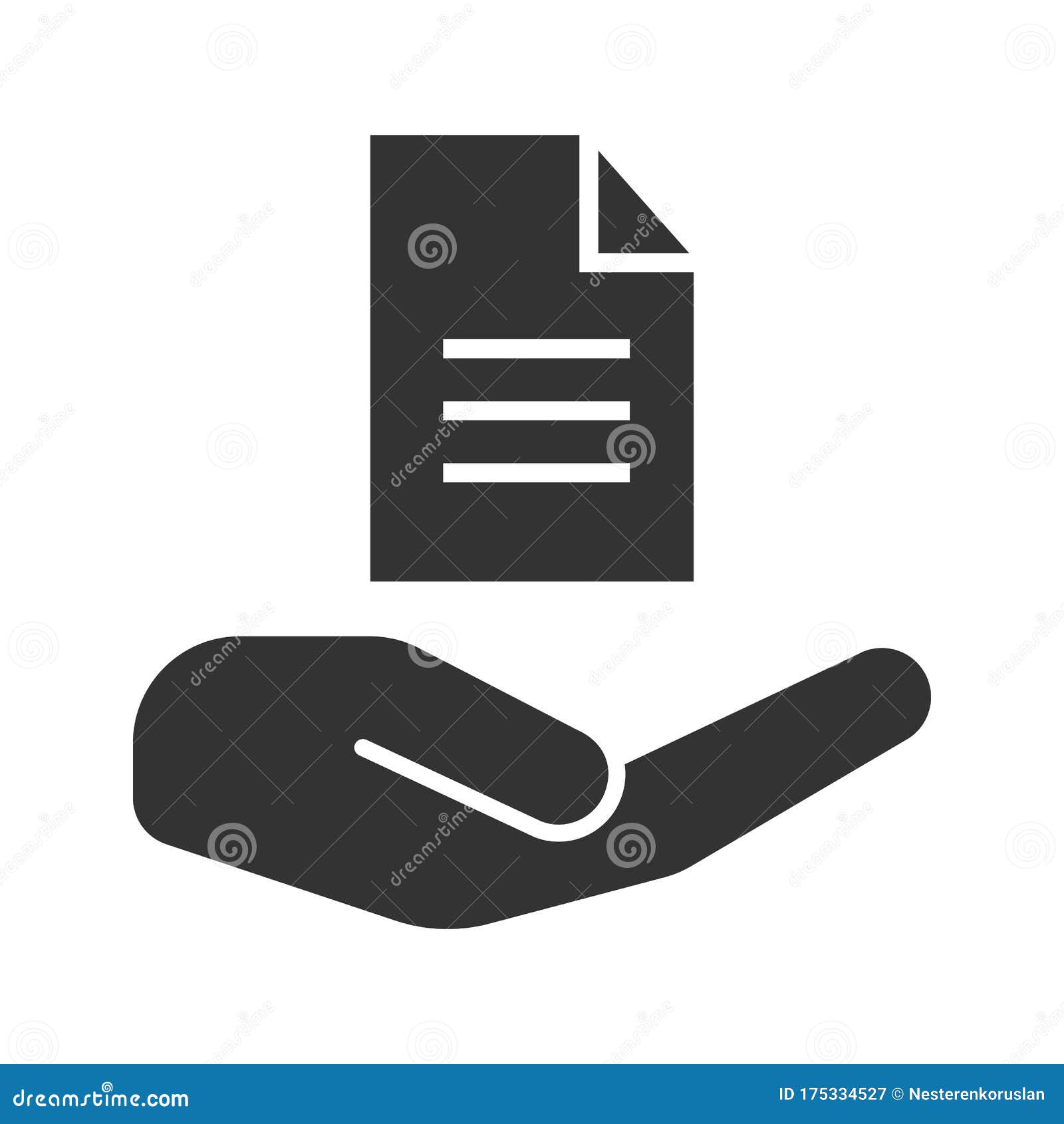 Open Hand with Document Glyph Icon Stock Illustration - Illustration of ...