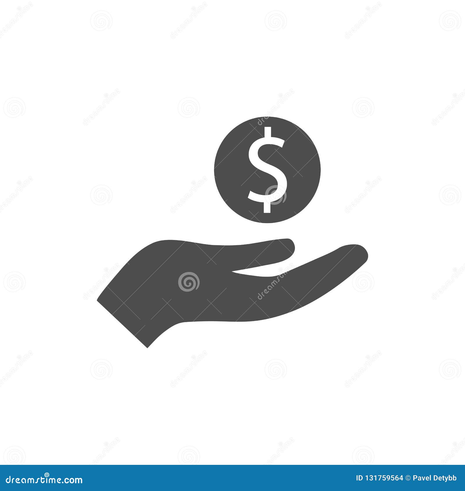 Open Hand and Dollar Icon. Vector Illustration. Flat Design Stock ...