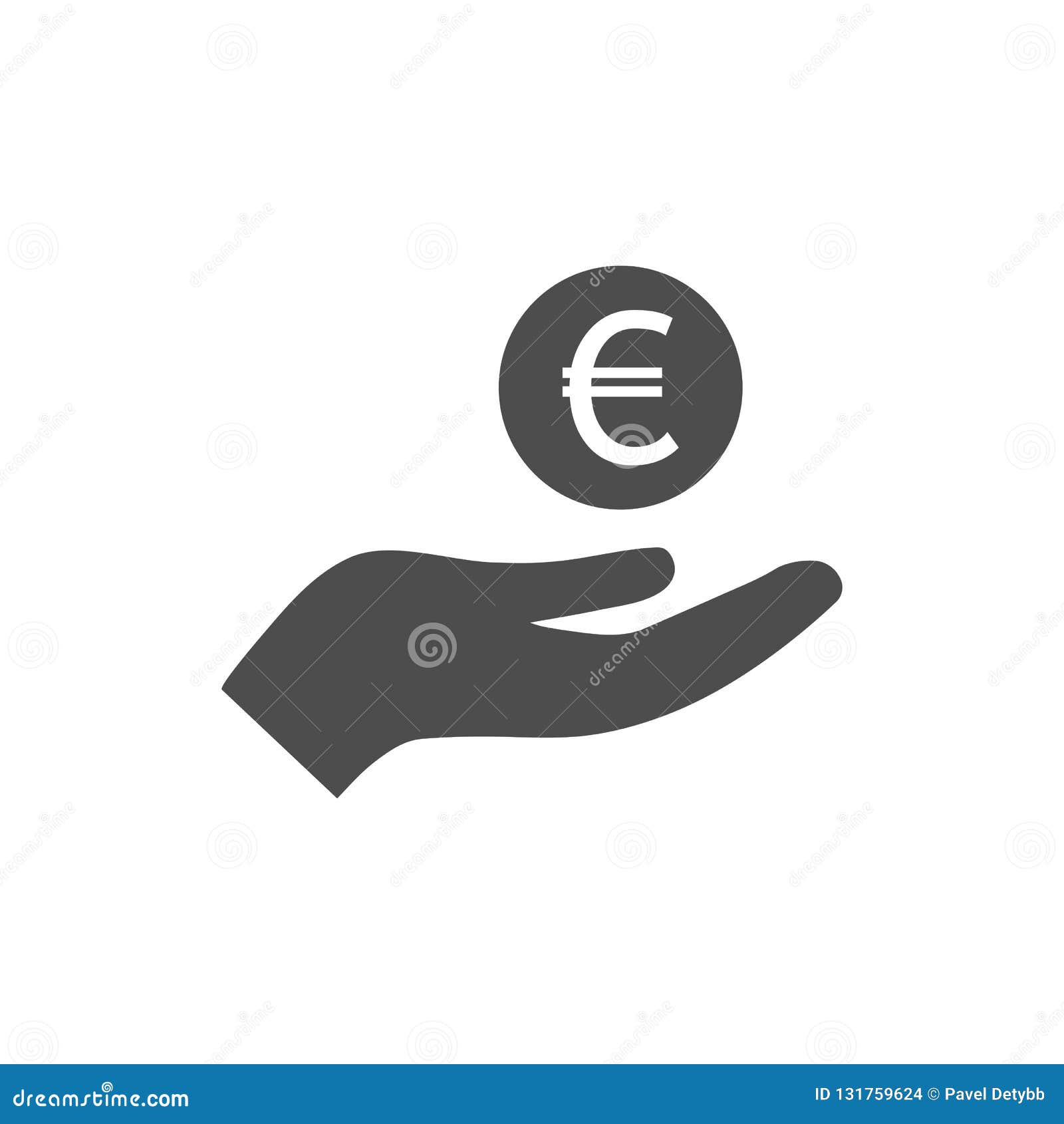 Open Hand and Euro Icon. Vector Illustration. Flat Design Stock ...