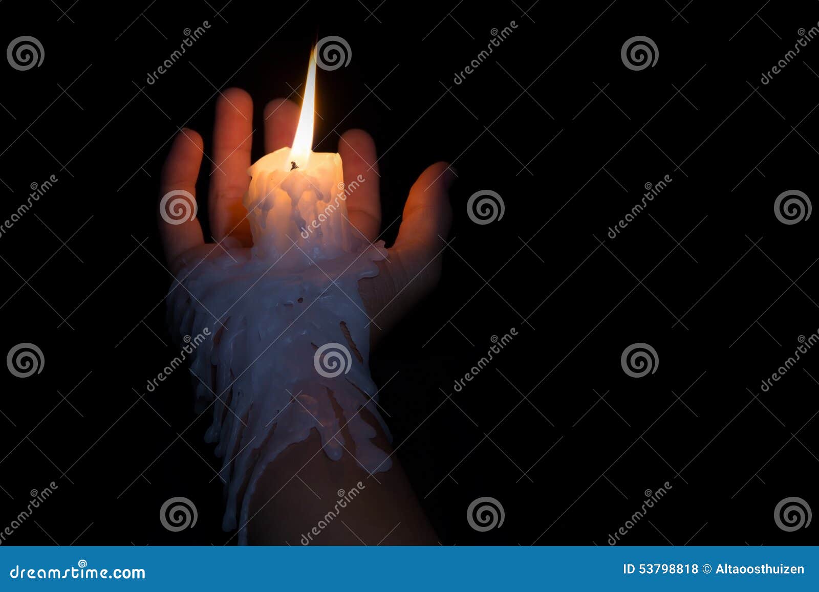 Open Hand Holding Candle Stick with Wax Flowing Down the Arm Stock ...