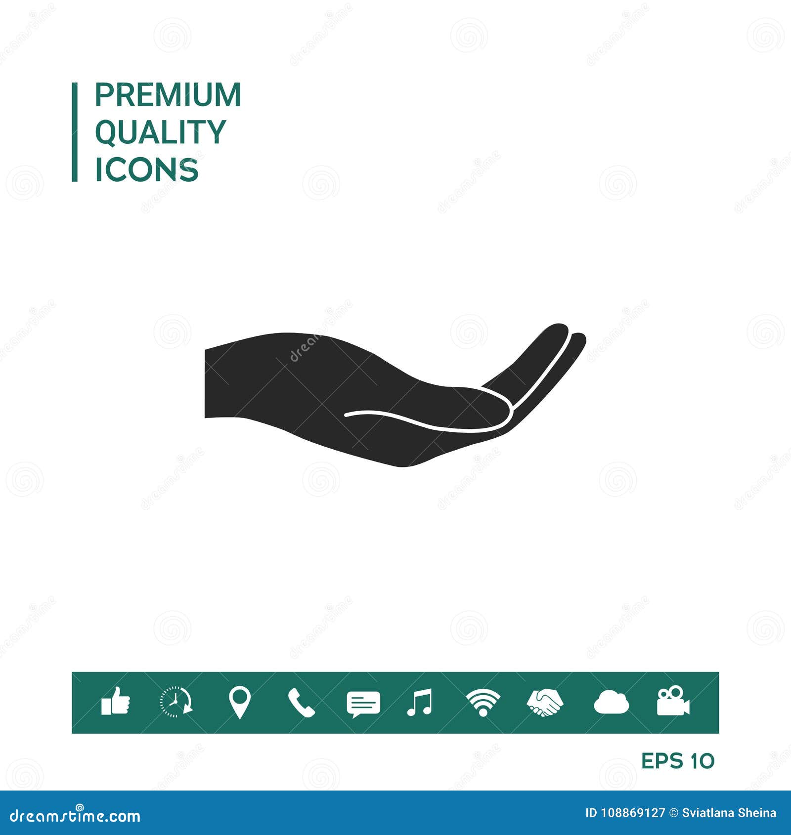 Open hand icon stock vector. Illustration of sign, light - 108869127