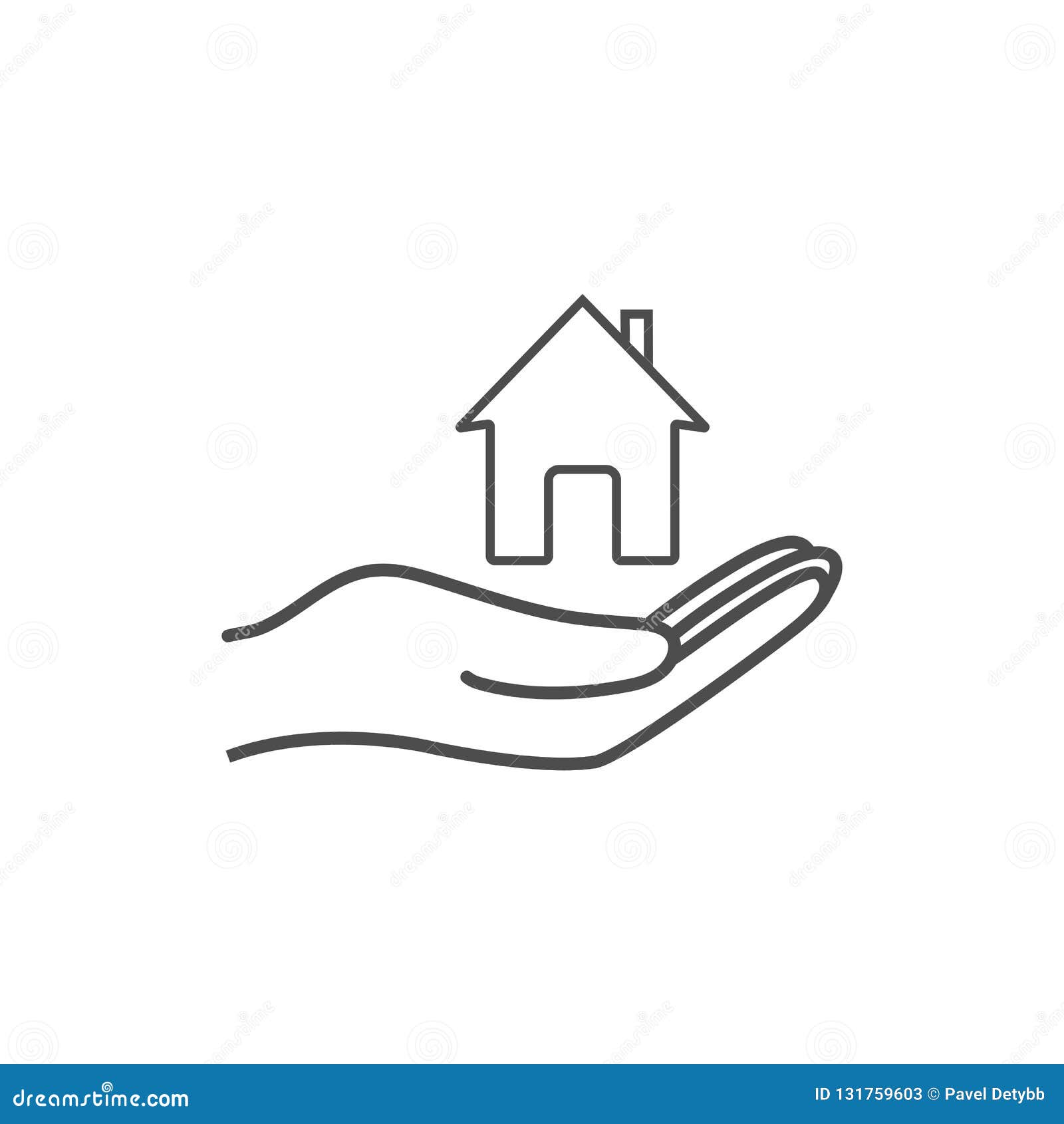 Open Hand Icon with Home Icon. Vector Illustration. Flat Design Stock ...