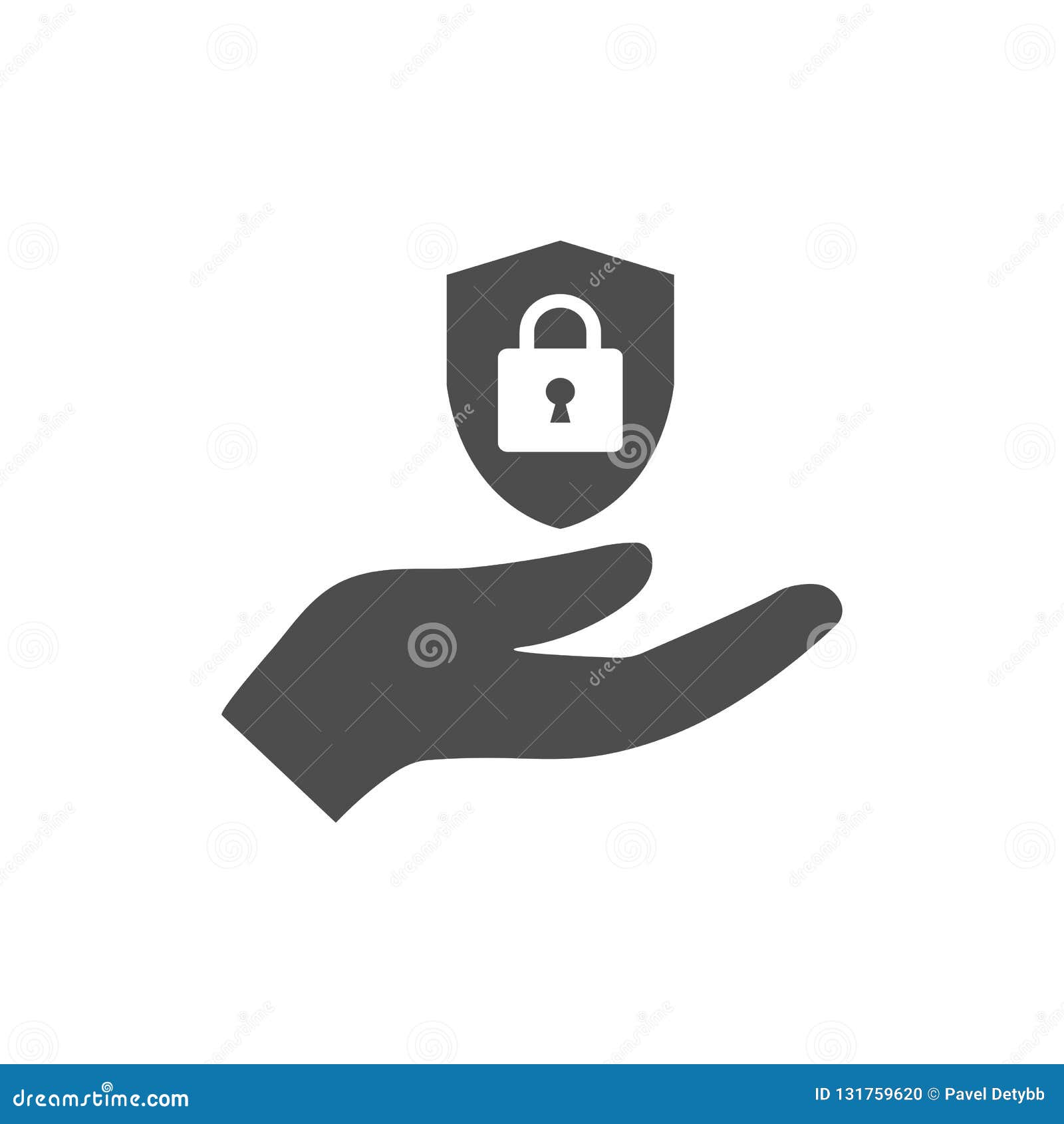 Open Hand and Lock Shield Icon. Vector Illustration. Flat Design Stock ...
